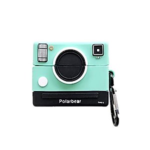 Airpod 3 Case, 2021 with Keychain Cute Cartoon Candy Design Shockproof Skin Protection Accessories Airpod 3rd Silicone Cover. (Camera-Green)