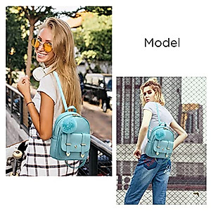 I IHAYNER Girls Fashion Backpack Mini Backpack Purse for Women Teenage Girls Purses PU Leather Pompom Backpack Shoulder Bag Pearl Purple