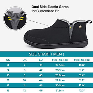 HomeTop Men's Bootie Slippers Comfy Warm Soft Non-slip Indoor Memory Foam House Shoes with Elastic Gores (12, Black)