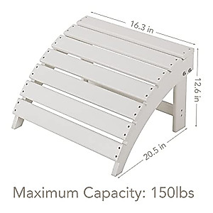 Sundale Outdoor Plastic All-Weather Adirondack Chair Ottoman, Adirondack Chair Footrest, Fade and Rust Resistant, Perfect for Outside Patio Garden Pool Yard White
