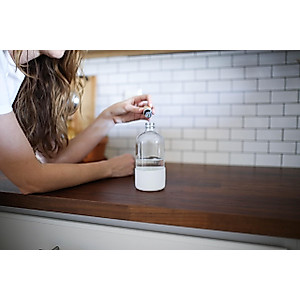 Just Like Joan Glass Spray Bottles 16 oz with Silicone Sleeve - Clear Glass Spray Bottles for Cleaning Solutions, Essential Oils, Plants, Vinegar - Refillable - Food Safe (2 Pack - Pink & White)