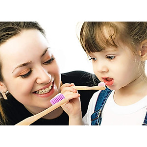 Virgin Forest Kids Bamboo Toothbrushes, Child Size Soft BPA Free Colored Safe Bristles (4 Pack)