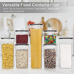 Airtight Food Storage Containers With Lids, PantryStar 7 PCS BPA Free Kitchen Storage Containers for Spaghetti, Pasta, Dry Food,Flour and Sugar, Plastic Canisters for Pantry Organization and Storage