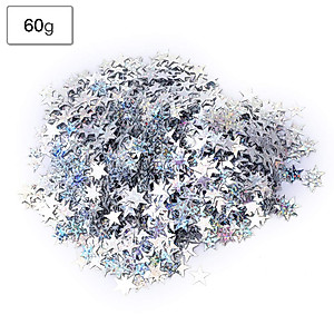 Star Confetti Sprinkles Table Confetti Glitter Confetti Silver Metallic Confetti Gold Confetti for Christmas Wedding Birthday Decoration 60g(silver)