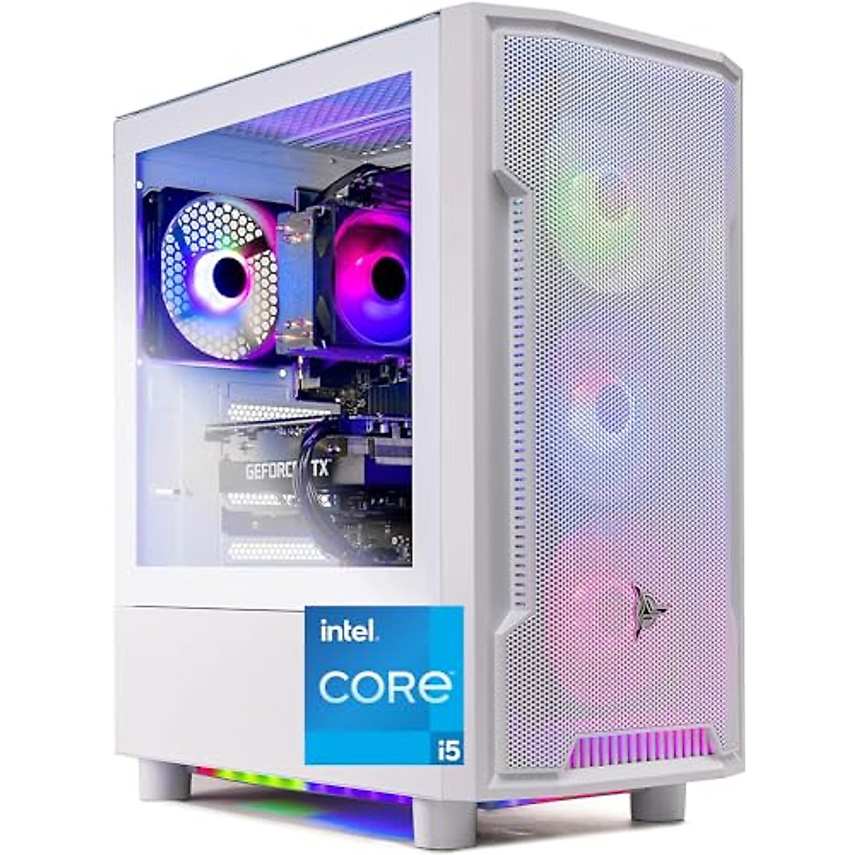 Skytech Gaming Skytech Archangel Gaming PC Desktop – Intel Core i5 12400F 2.5 GHz, NVIDIA RTX 4060 Ti, 1TB NVME SSD, 16GB DDR4 RAM 3200, 650W Gold PSU, 11AC Wi-Fi, Windows 11 Home 64-bit,White