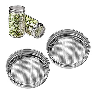 Alvinlite Sprouting Lids,Sprouting Kit Dishwasher Safe Without Rusting Stainless Steel Mesh Screen Jar Strainer 2pcs for Bean Sprout Growing Broccoli, Alfalfa, Mung Bean(86mm)