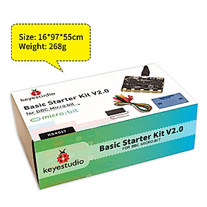 KEYESTUDIO Basic Starter Kit for BBC Micro bit V2, Graphical Programming Built-in Compass, Buttons, LED Matrix Display + Battery Holder & USB Cable for Microbit