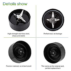 URSUMER Replacement Parts for Magic Bullet - 250W Magic Bullet Blade 2 PACK with 4 Rubber Gaskets, Replacement Magic Bullet Accessories for Model MB1001