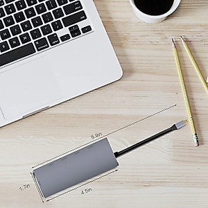 USB C Adapter, USB C Hub, 7 in 1 Type C Adapter with 4k HD Port, 3 USB 3.0 Ports, SD/TF Card Reader, USB C PD Charging Port by Gecen, Compatible with MacBook Pro/Air, Chromebook