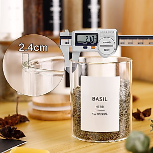 CZZGSM 24 Pcs Glass Spice Jars With 296 Spice Labels Preprinted of White and Black Color- 4oz Thicken(2.4mm) Spice Containers With Bamboo Airtight Lids - Empty Small Herb Seasoning Jars