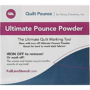 Full Line Stencil - Ultimate Quilt Pounce Pad with Refillable Iron-Off Chalk Powder, for Design Transfer and Fabric Marking Using Quilting Stencils – 2 oz White Chalk Included (QPU)