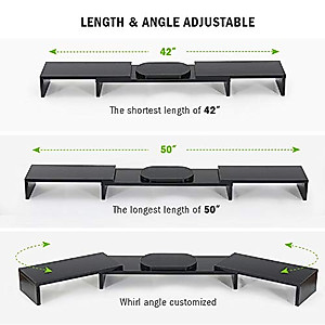 Tribesigns Triple 3 Shelf Monitor Stand Riser with Adjustable Length and Angle, Black