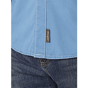 Wrangler Men's Retro Two Pocket Long Sleeve Snap Shirt, Blue, X-Large