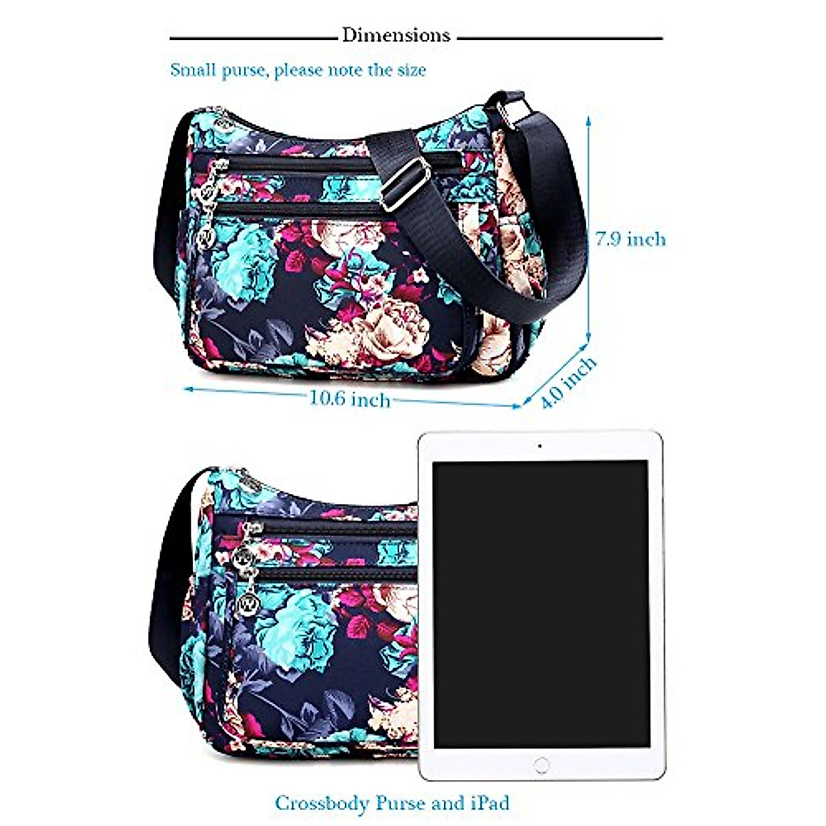 Collsants Nylon Crossbody Purse for Women Small Travel Shoulder Bag Multi Pocket Water Resistant