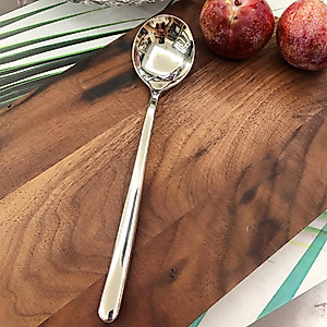 Siaiqiang Large Round Soup Spoons,4 pack Premium 18/8 Stainless Steel Korean Spoons with Long Handles,7.9''Long Tablespoon,Asian Soup Spoon Serves of coffee,desserts,salads(Silver)