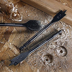 WORKPRO 10-Piece Pro Spade Drill Bit Set- Black Coating, Premium Carbon Steel, Paddle Flat Bits for Woodworking, Assorted Bits 1/4" to 1-1/2" with Storage Case