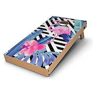 Design Skinz Summer Tropical Skin Set for Cornhole (Skin Only) - Vivid Tropical Chevron Floral v2
