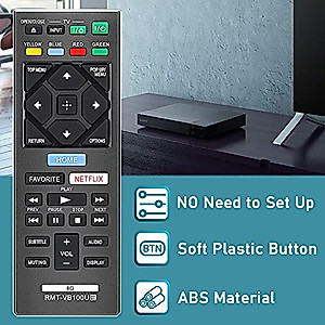CtrlTV Remote for Sony Blu-Ray Remote and Sony Blu Ray DVD Player BD Disc 3D Streaming 4K Ultra HD UHD HDR Home Theater BDP Series Player RMT-VB100U with Netflix
