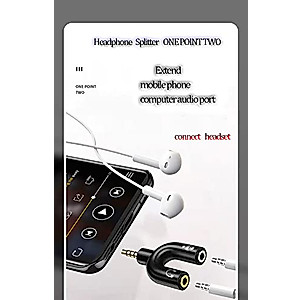 Headphone Splitter Adapter, 2 Pack U Shape 3.5mm 4 Pole Male to 2 x 3 Pole Female Headphone Y Splitter, for Audio Stereo Earphone, MIC , Phones, Computers, MP3, Tablet, Black