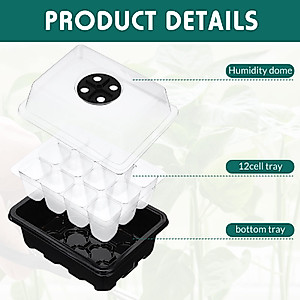 Nuogo 30 Packs Seed Starter Tray 360 Cells Seed Starter Kit with Humidity Domes and Base with 6 Plant Growers Base Indoor Greenhouse Mini Propagator Station 7.3'' x 5.7'' x 4.1''