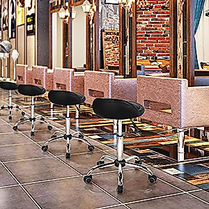 Yaheetech Height Adjustable Rolling Swivel Salon Stool Chair Hydraulic Ergonomic with Backrest Wheels for Tattoo Massage Facial Spa Manicure Dentist Clinic,Black