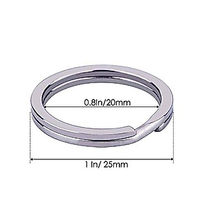 Flat Key Rings 10 Pieces 1 inches Flat Key Rings Metal Keychain Rings Split Keyrings Flat O Ring for Home Car Office Keys Attachment(Silver)