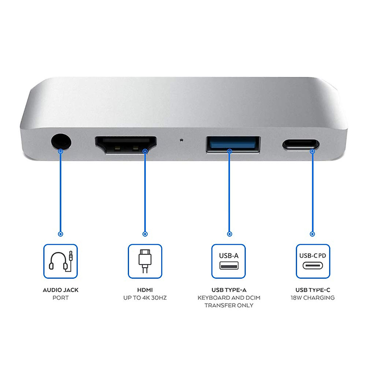 MMOBIEL USB C Hub 4 in 1 Compatible with MacBook Pro /Air 2019 2018 2017 2016 13“15“ Dual Type C Adapter with Thunderbolt 3, 60W Power Delivery, 4K HDMI, 1xUSB 3.0 1x 3.5mm Audio Aluminium