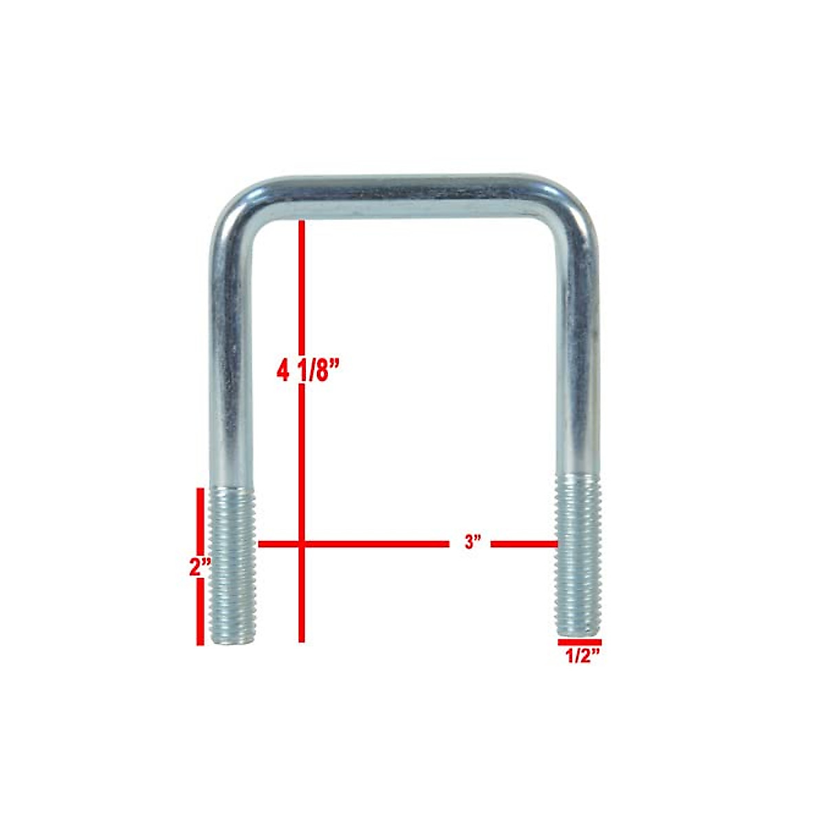 CE Smith - 15274A Zinc U-Bolt - Essential Boating Hardware - 1/2"-13 x 3-1/8" x 4-1/4" - Silver