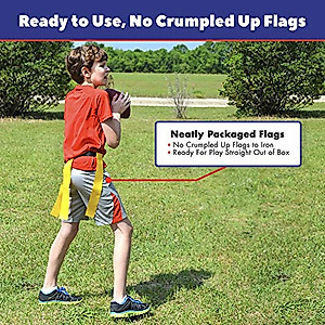 Flag Football Set Kids – Premium 14 Player, 62 Piece Kids Belts and Flags Kit Includes 3 Flags Per Belt Plus a Bonus 6 Replacement Flags