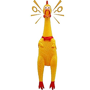 Novelty Place Extra Load Squawking Rubber Chicken - Large 16” - Yellow Squeeze Squeaky and Screaming Chicken for Kids or Adults