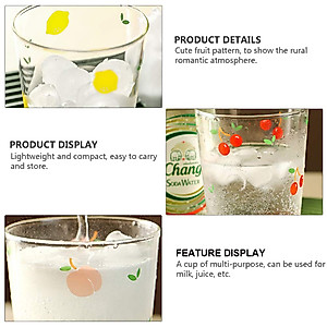 Hemoton 4pcs Glass Coffee Cups Drinking Glasses Glass Mugs with Fruit Pattern for Drinks Water Juice Beer Cocktail(Random Pattern)