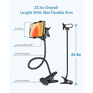 BESTEK BTIH600BK Gooseneck Phone Holder, Lazy Bracket 360° Swivel for iPhone and Other Smart Phones for Bedroom, Office, Bathroom, Kitchen, Black