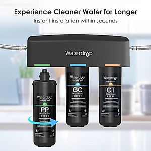 Waterdrop TSA 3-Stage Replacement Water Filter, Replacement for Waterdrop TSA & TSB & TSB-CM 3-stage Under Sink Water Filtration System, 2PP+GC