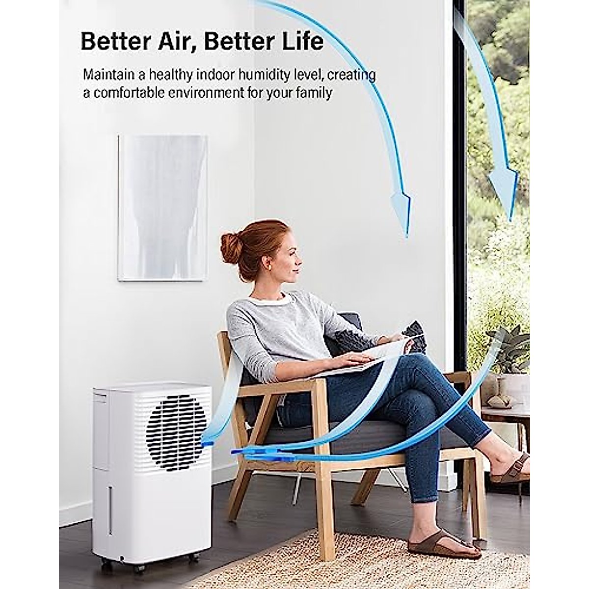 Hansabenne 30-Pints Dehumidifier for Basements - 2000 Sq. Ft. Dehumidifier with Auto or Manual Drainage - Compact Dehumidifier with Intelligent Humidity Control | Auto Defrost | Dry Clothes