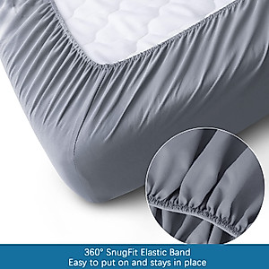 SPRINGSPIRIT Cot Sheets 30" x 75" x 9", 4 Piece Cot Sheet Set, Cot Size Fitted Sheets with Narrow Twin/Camp Bunk/Rvs Bunk/Guest Beds/Trifold Mattress, Grey