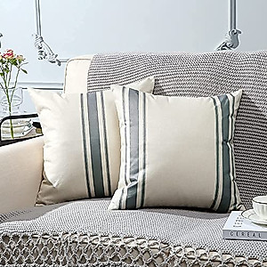 OTOSTAR Set of 2 Outdoor Pillow Covers 18x18 Inch Waterproof Decorative Throw Pillow Covers Geometry Pillowcases Square Cushion Case Garden Pillows Shell for Couch Patio Furniture Tent Balcony (Grey)