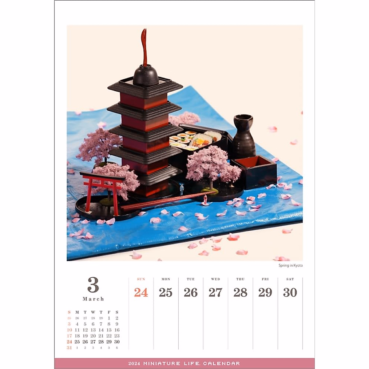 MINIATURE LIFE CALENDAR (overseas version, no Japanese holidays notation) 2024 calendar CL24-0466w