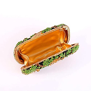DEBIMY Ladies Rhinestone Clutch Purse Wedding Party Crystal Evening Bag Elegant Handbag for Women Black Green