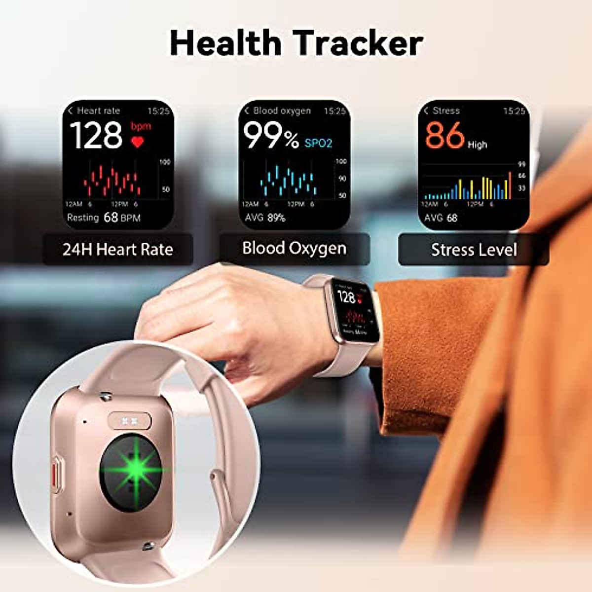 Smart Watch for Women Men(Answer/Make Call), Fitness Tracker with Heart Rate Blood Oxygen Sleep Monitor, 1.7" Touch Screen Smart Watch for Android iPhone iOS with Alexa Built-in, IP68 Waterproof