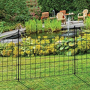 Zippity Outdoor Products WF29001 25 in H No Dig Decorative Metal Pet Easy Install Dog Fence For Yard, Wire Garden Border, (5 Panels, Black)