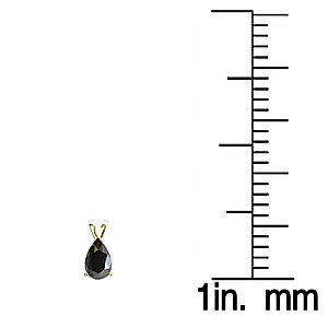 Dazzlingrock Collection 14K 9x7 mm Pear Cut Black Sapphire Ladies Solitaire Teardrop Pendant (Silver Chain Included) 1CT, Yellow Gold