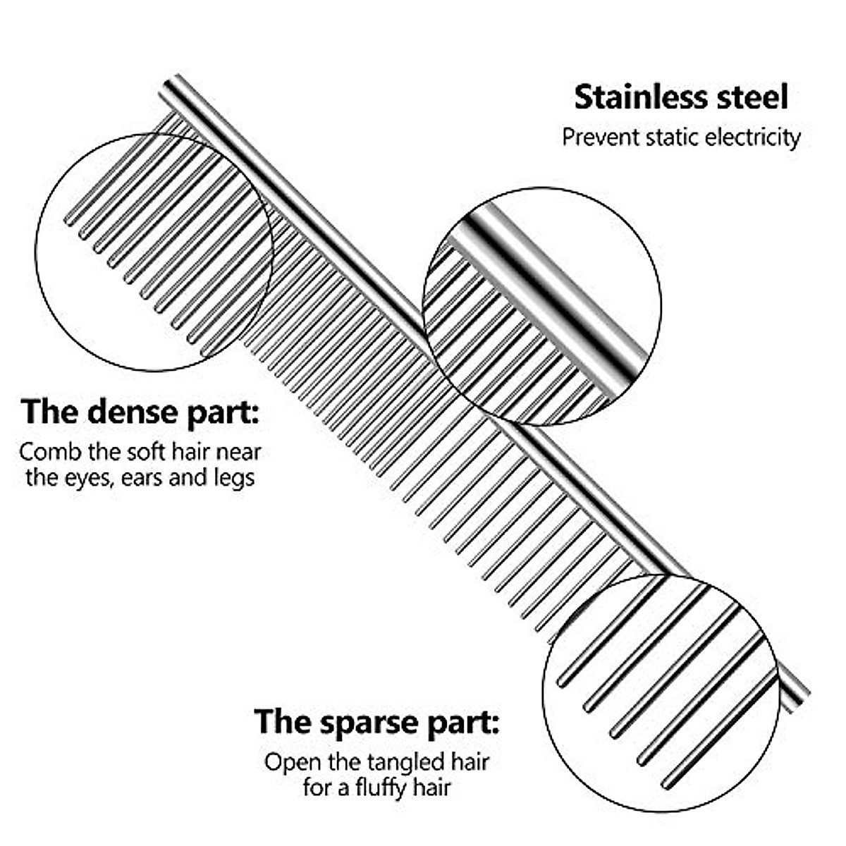 3 Pieces Pet Steel Combs, Pet Dog Cat Grooming Comb Multi-color Dog Comb with Stainless Steel Teeth for Removing Tangles and Knots for Long and Short Haired Dog, 7.5 x 1.3 Inch