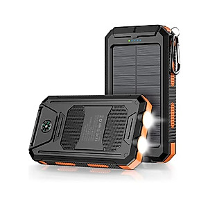 Power Bank,Solar Charger,36800mAh 5V3.1A QC 3.0 Dual 2 USB Port Built-in Powerful Flashlight IPX7 Waterproof Dustproof Shockproof(Orange)