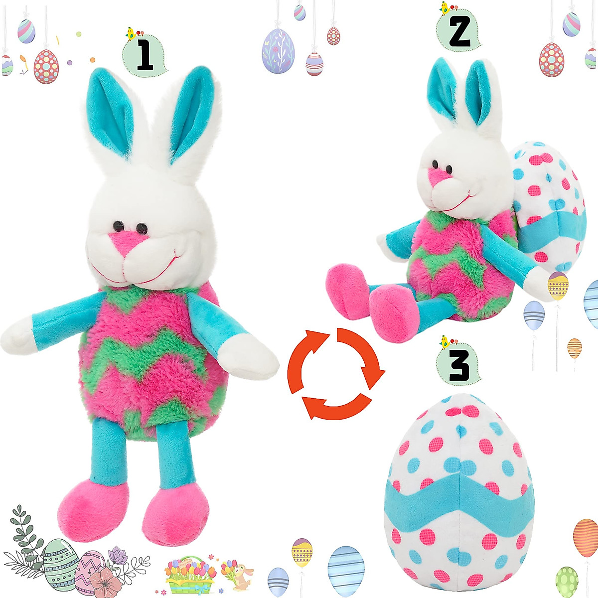 HO-EF Bunny Stuffed Animal, 8.5" Plush Bunny with Floppy Ears, Machine Washable& Softness, Pink Rabbit Toys for Girls Boys Kids Babies Great Birthday Gifts Decorations