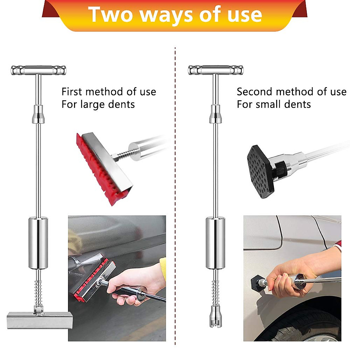 YOOHE Dent Puller Kit - 53pcs Paintless Dent Repair Kit with Slide Hammer T-Bar Dent Puller and Adjustable Gold Dent Lifter Puller for Car Hail Damage Dent & Ding Remover