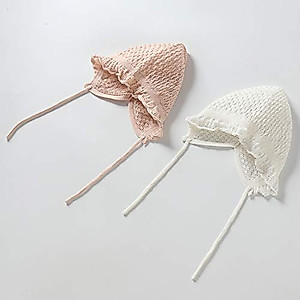 Vivobiniya Toddler Girl Lovely Flounce Knit Hats Baby Bonnets Newborn Baby Hats 0-8y (US, Age, 0 Months, 3 Months, Pink(Cotton))