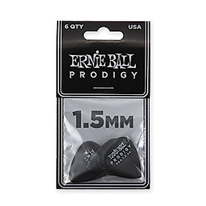Ernie Ball Prodigy Guitar Picks, Standard, Black 1.5mm, 6-pack (P09199)