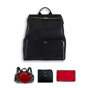 ZEPOL NEW YORK Leather Diaper Bag Backpack with Changing Pad, Stroller Straps (Leia Bag)