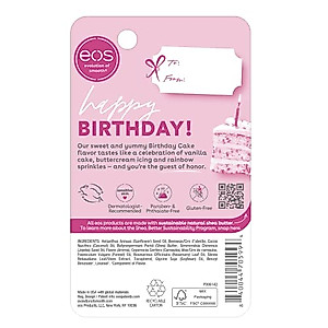 eos Natural Shea Lip Balm- Birthday Cake, All-Day Moisture Lip Care Products, 0.14 oz