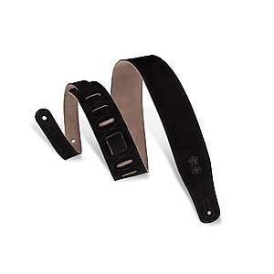 Levy's Leathers MS26-BLK 2.5" Hand-Brushed Suede Guitar Strap, Black